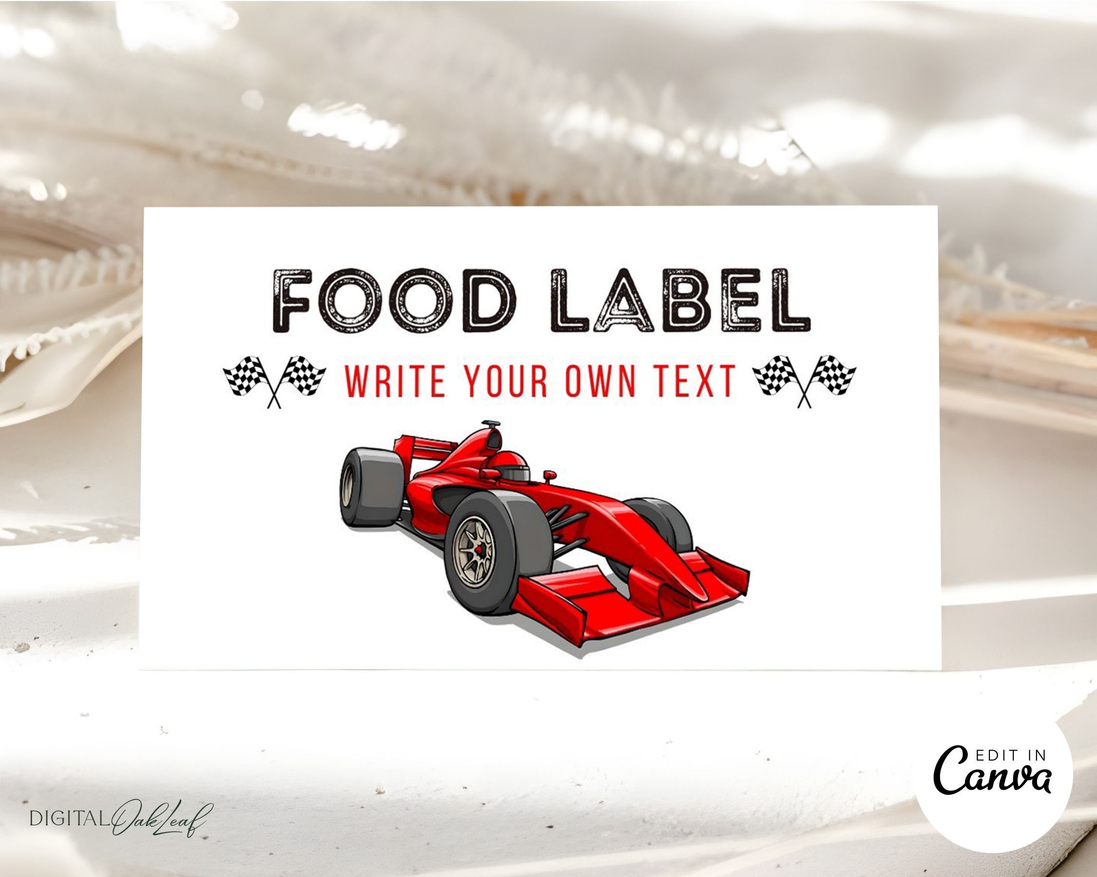 Editable Racing Car Food Label, Fast Car Birthday Party Food Tent Cards ...