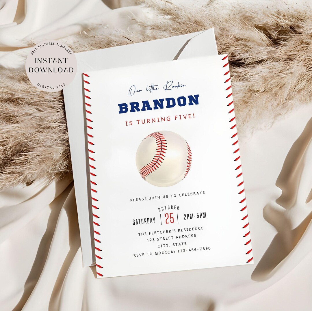 Baseball Birthday Invitation, Editable Sports Party Invite, Any Age ...