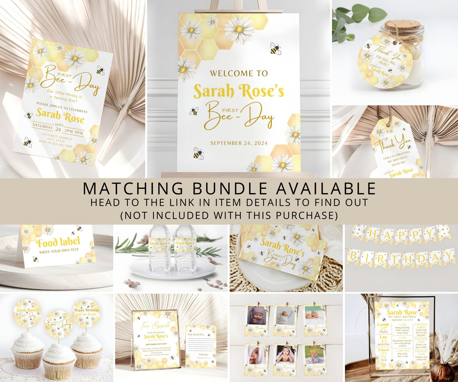 Editable 1st Bee-day Food Label, Bees Birthday Food Tent Cards, Buffet ...