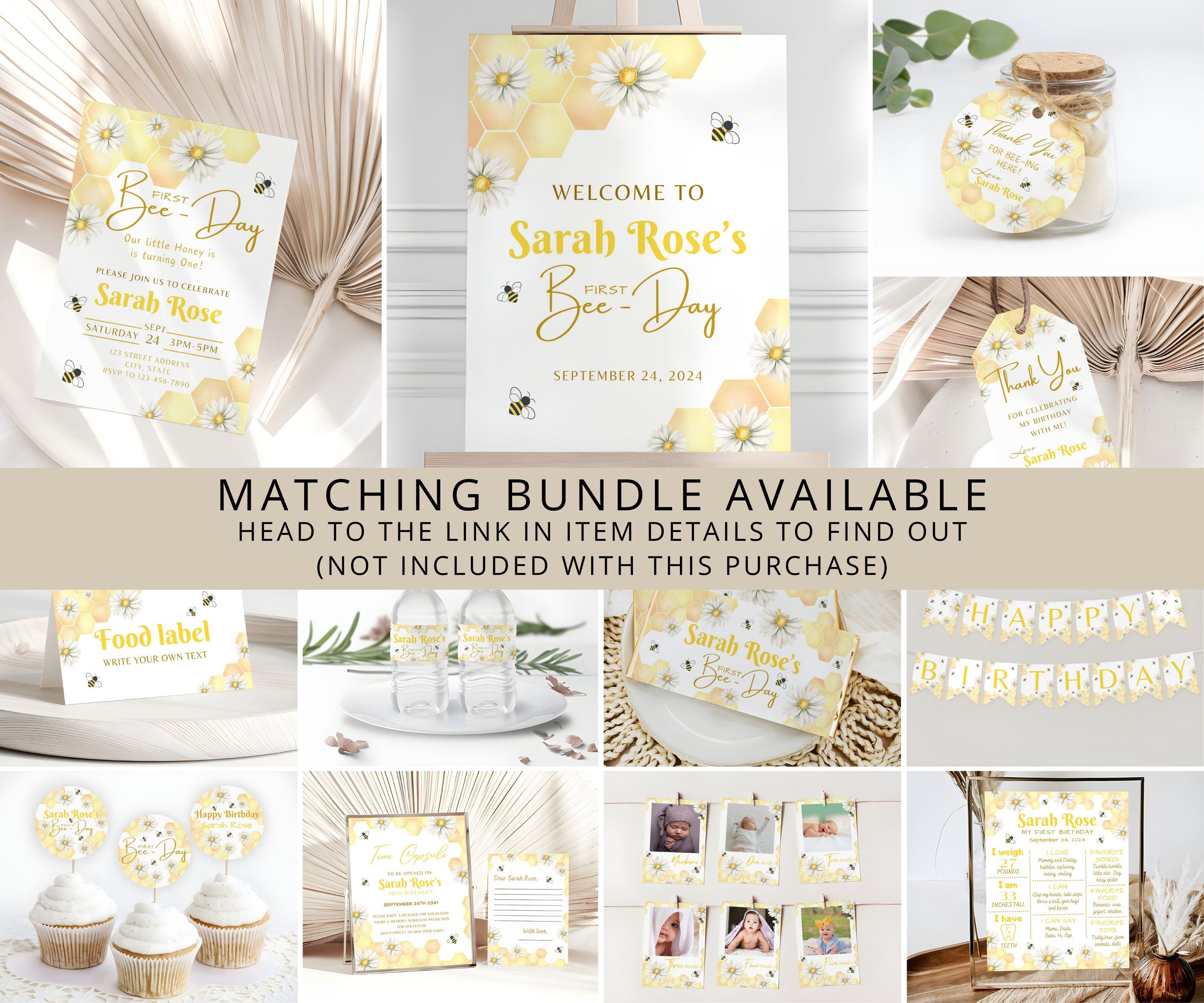 Editable 1st Bee-day Food Label, Bees Birthday Food Tent Cards, Buffet ...