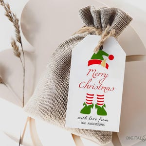 Christmas Gift Tag, Editable Elf Gift Tags, Holiday Gift Tag Template ...