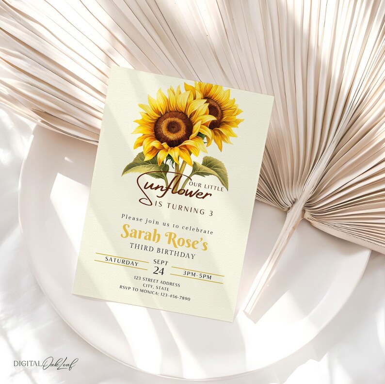 Editable Sunflower Birthday Invitation Template, Any Age Sunflowers ...