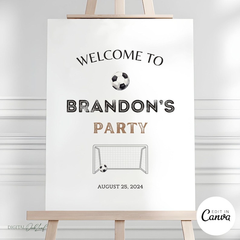 Editable Soccer Welcome Sign Template, Kids Football Birthday Party ...