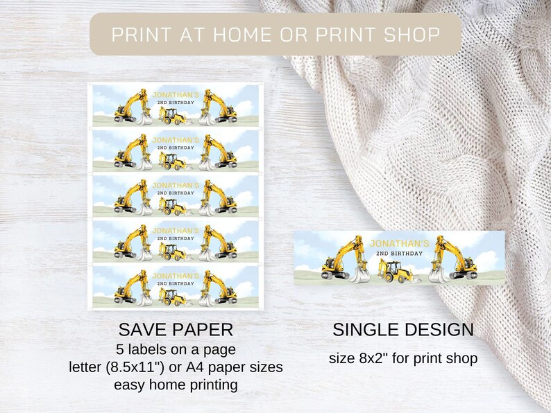 EDITABLE Construction Water Bottle Label Template, Printable Kids ...