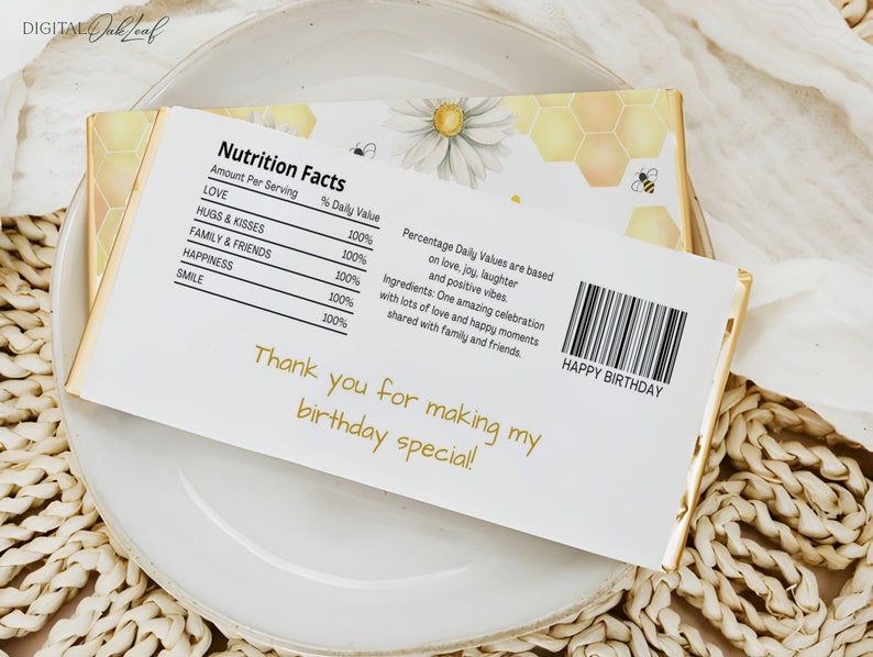 Editable 1st Bee-day Candy Bar Wrapper, Bee Day Chocolate Wrapper ...