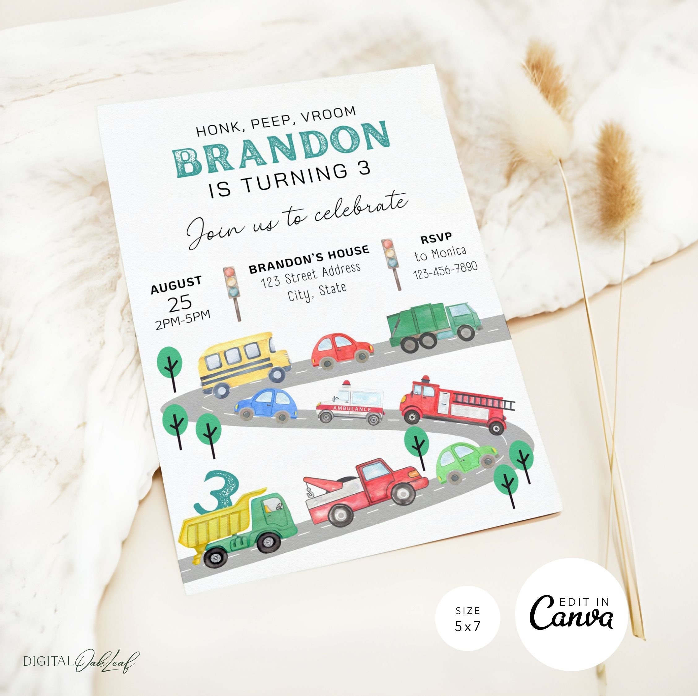 Transportation Birthday Invitation Template, Editable Transport Invite ...