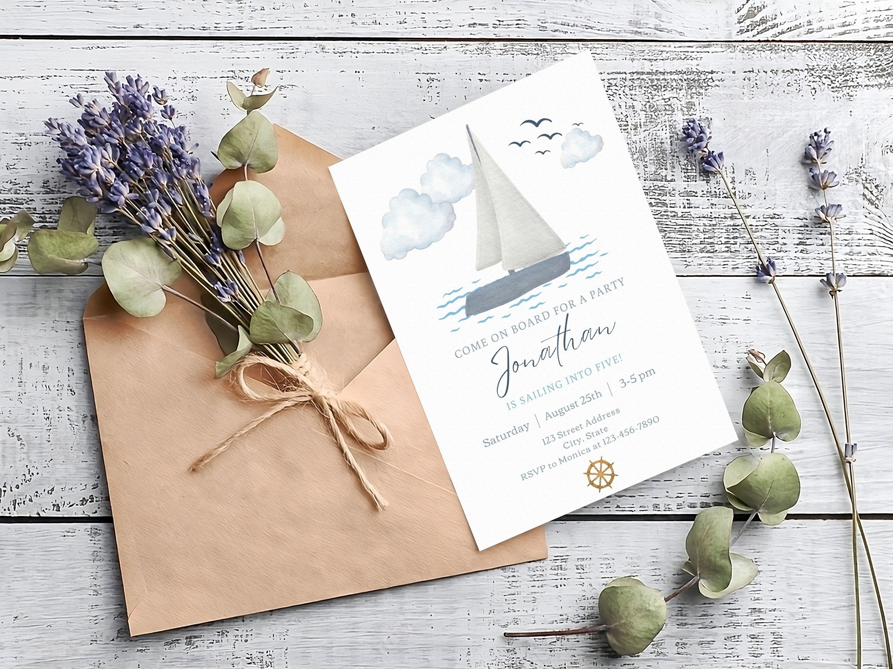 Editable Sailing Birthday Invitation Template, Any Age Nautical Invite ...