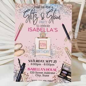 Makeup Birthday Party Invitation, Editable Glamorous Spa Invite ...