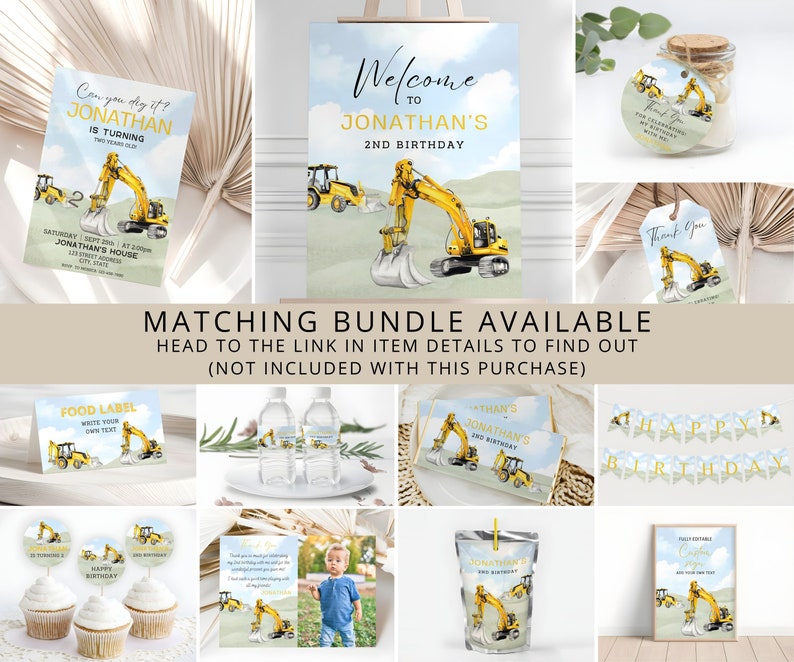 Editable Construction Food Label, Excavator Birthday Party Food Tent ...