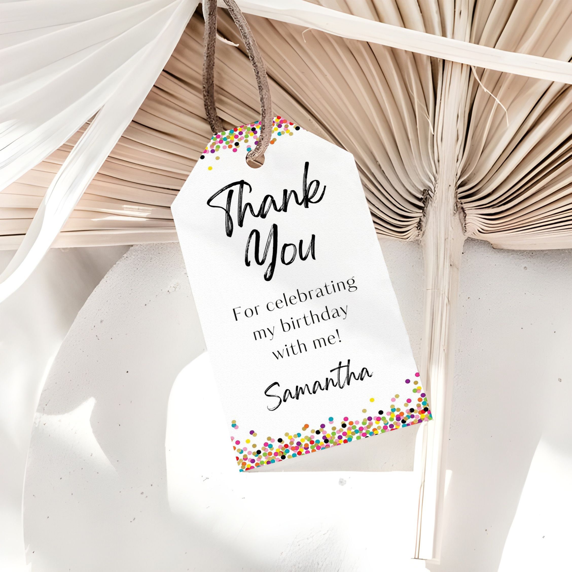 Editable Confetti Favor Tags, Minimalist Confetti Thank You Tags ...