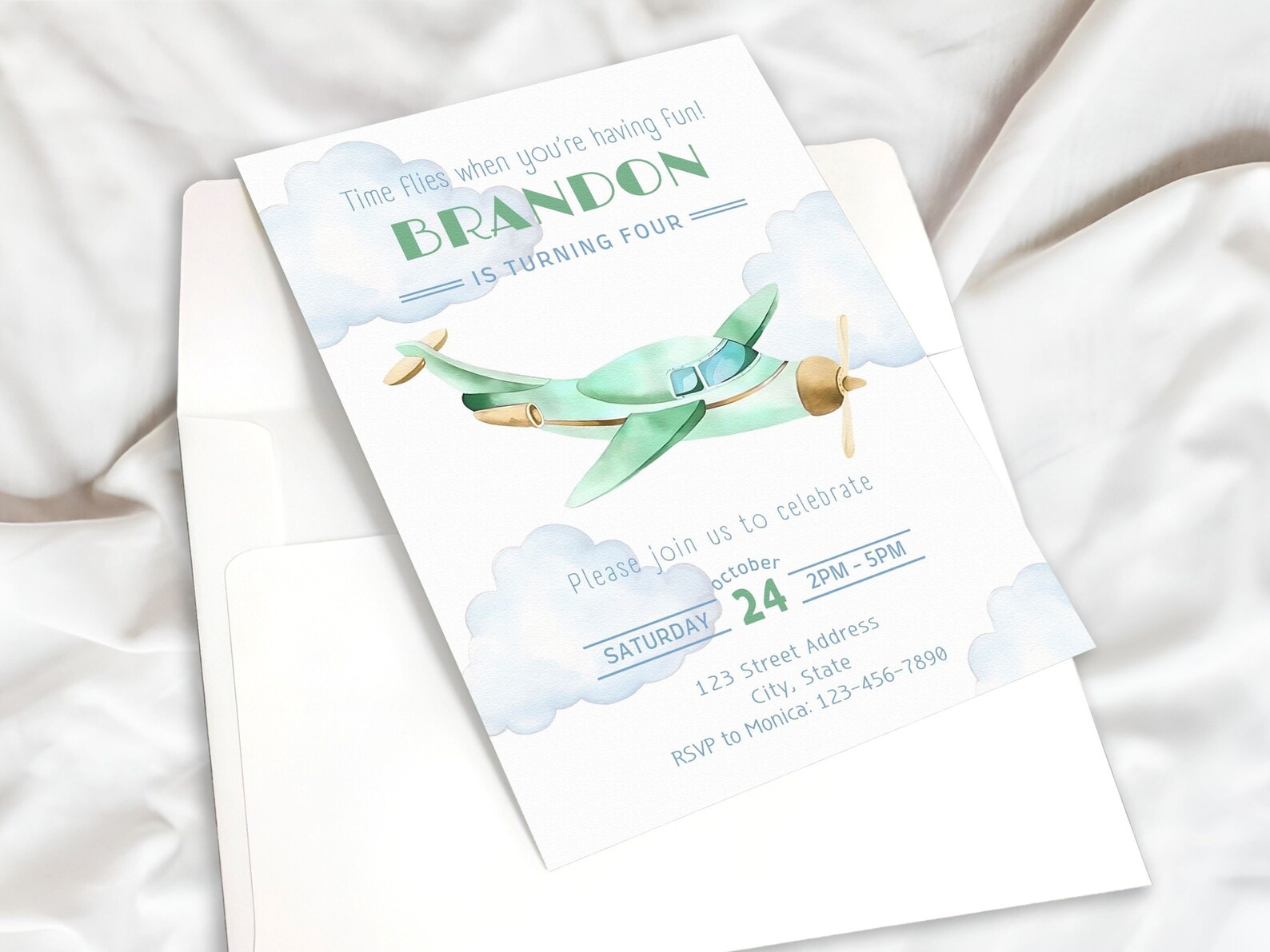 Airplane Birthday Invitation Template, Editable Aviation Birthday Party ...