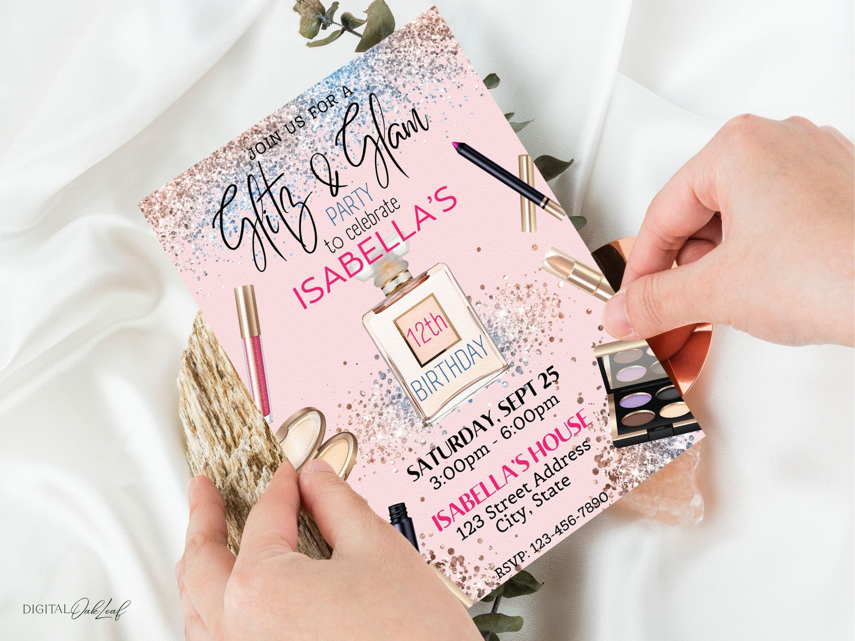 Makeup Birthday Party Invitation, Editable Glamorous Spa Invite ...