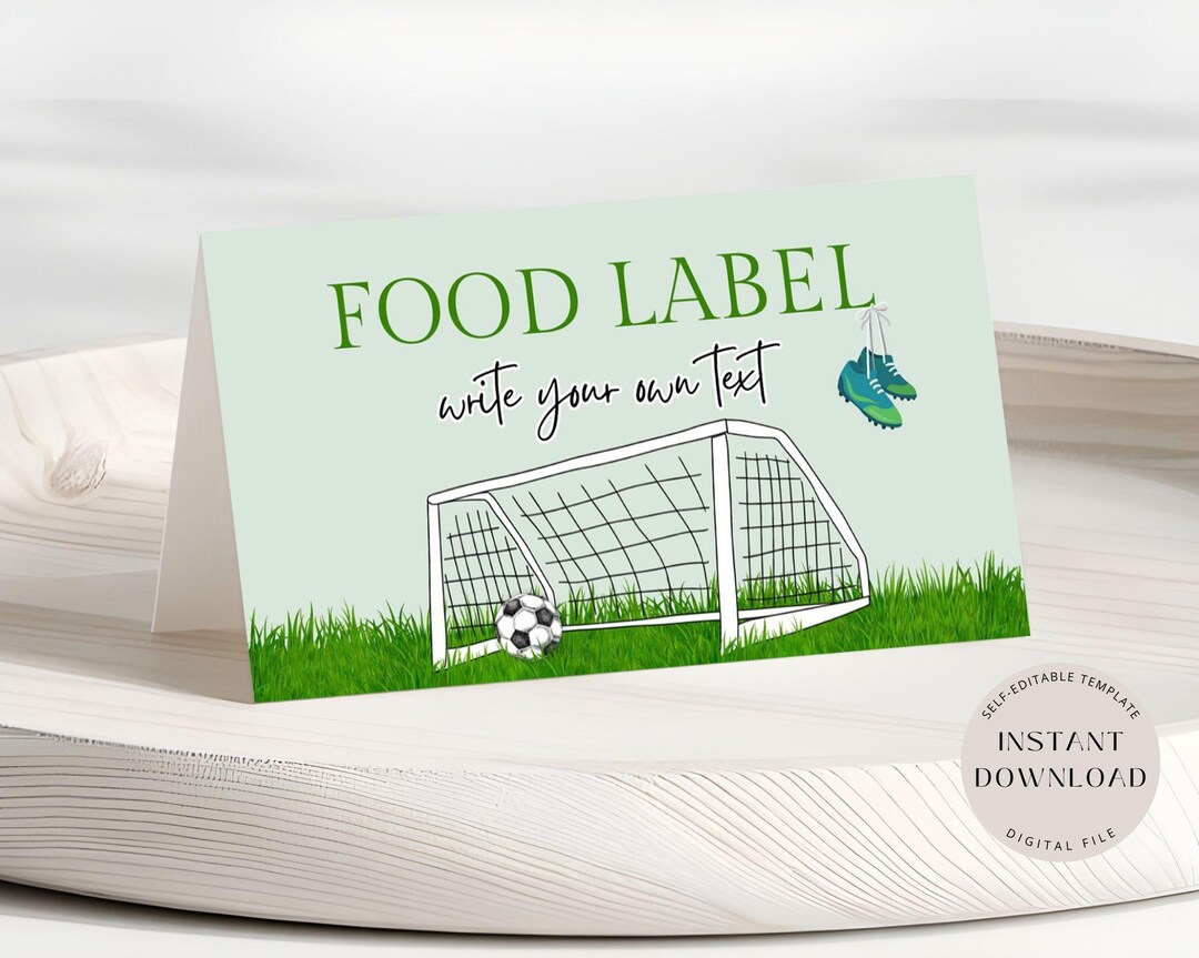 Soccer Food Label, Football Birthday Party Food Tent Cards, Soccer ...