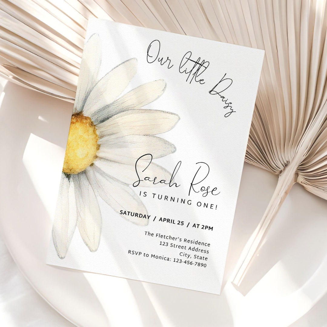 Editable Daisy Birthday Invitation Template, Any Age Bohemian Floral ...