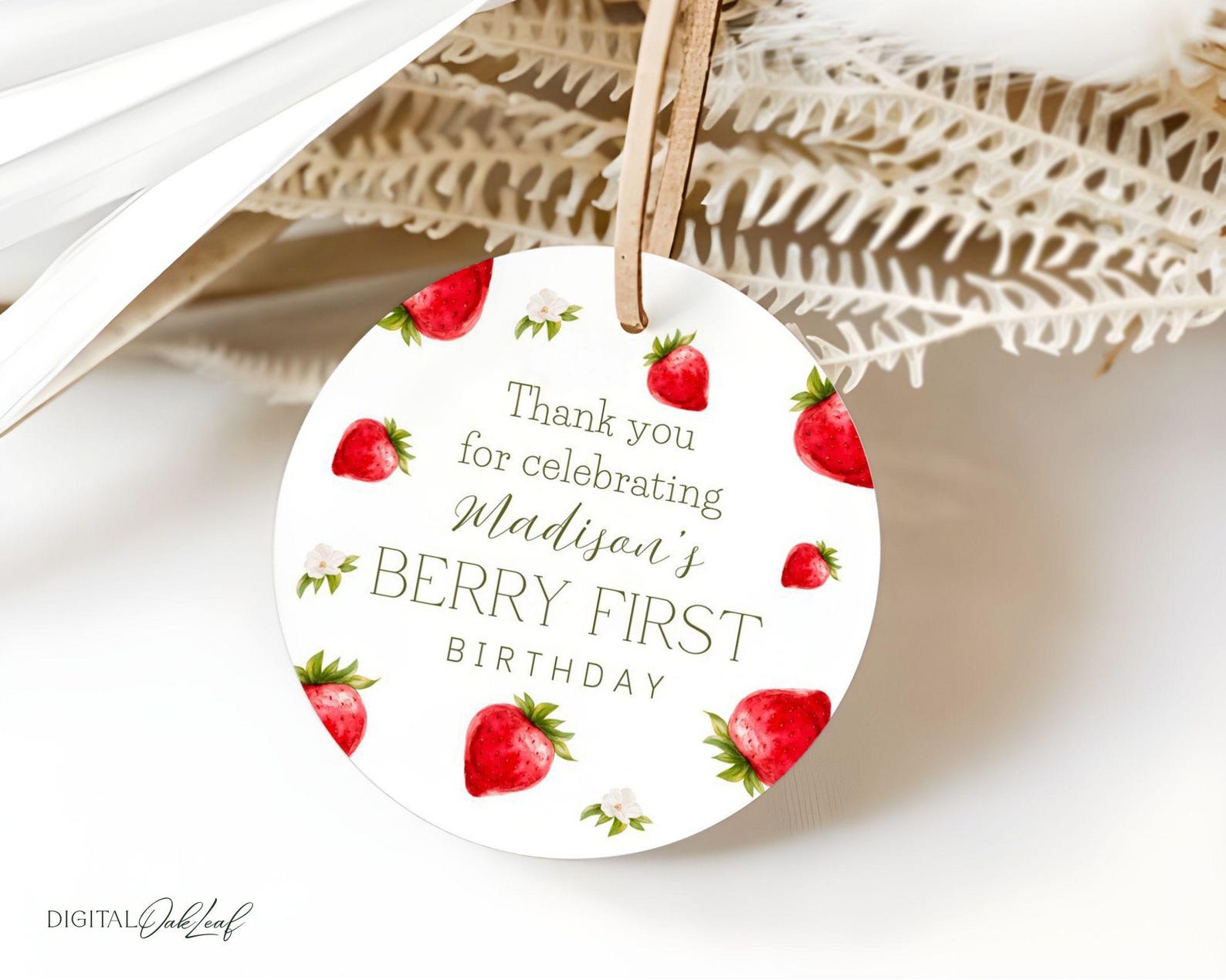 Strawberry Birthday Thank You Tag Template, Editable Favor Tag, Berry ...