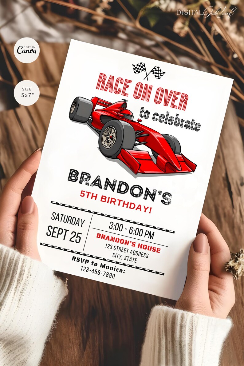 Racing Car Birthday Invitationtemplate, Red Race Car Party Invite ...