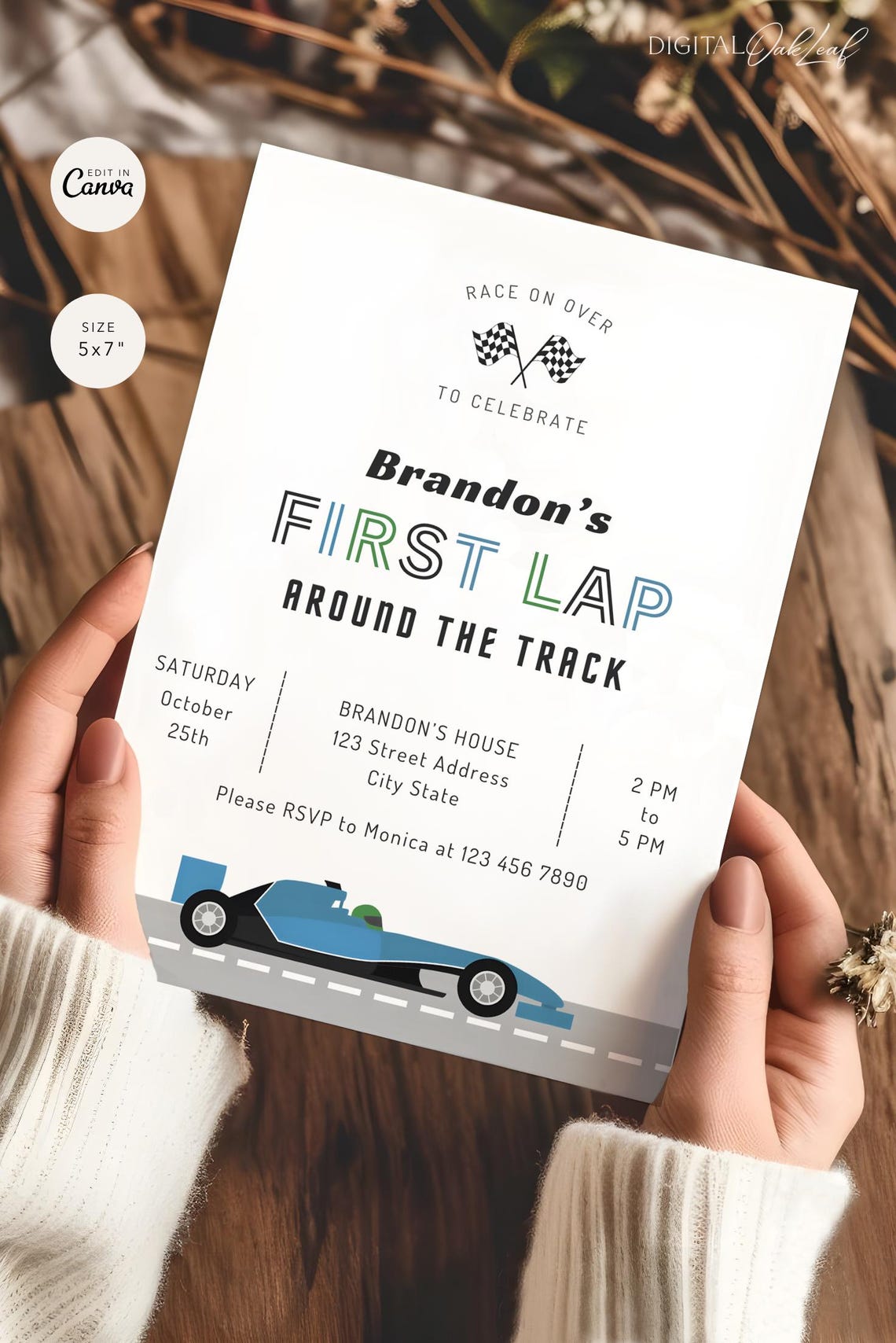 Race Car Birthday Invitation, Editable Sports Car Party Invitation ...