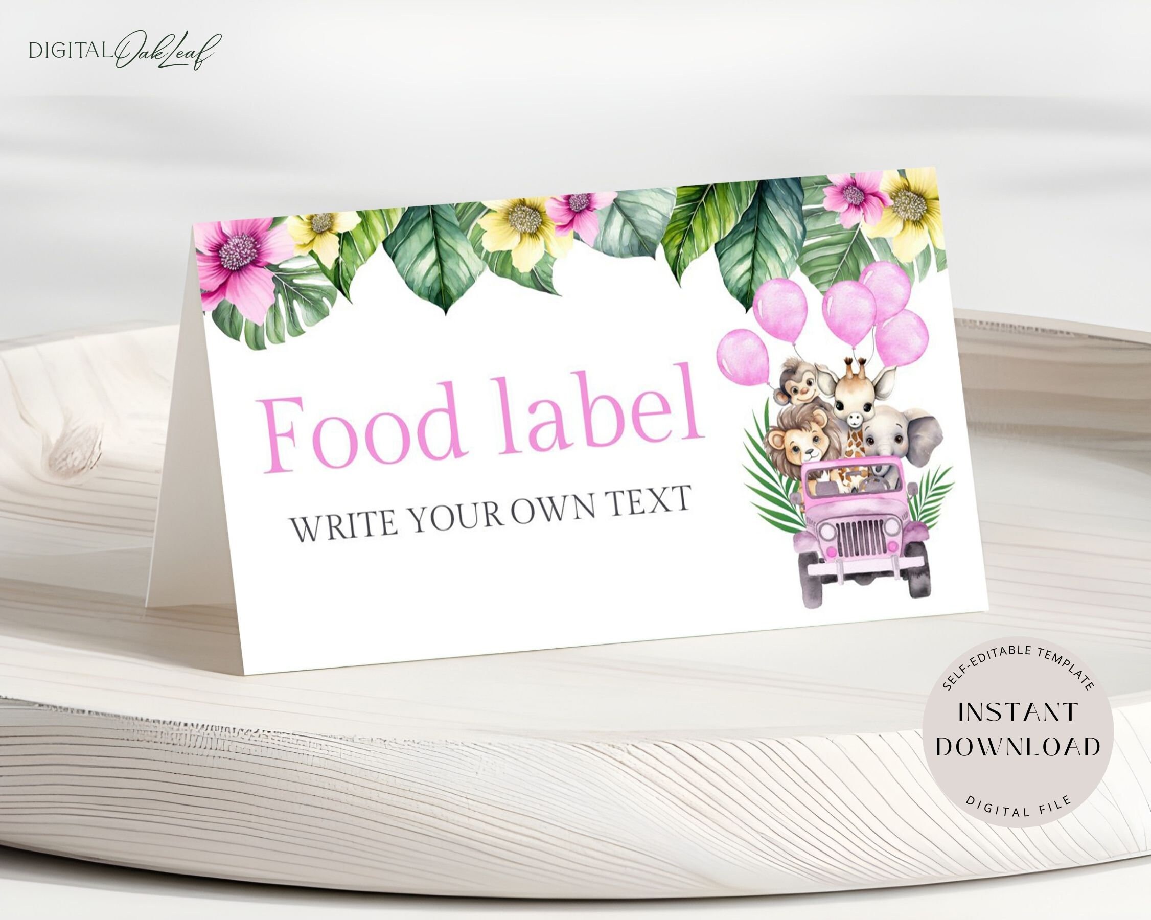 Editable Safari Animal Food Label, Girls Birthday Templates, Buffet ...