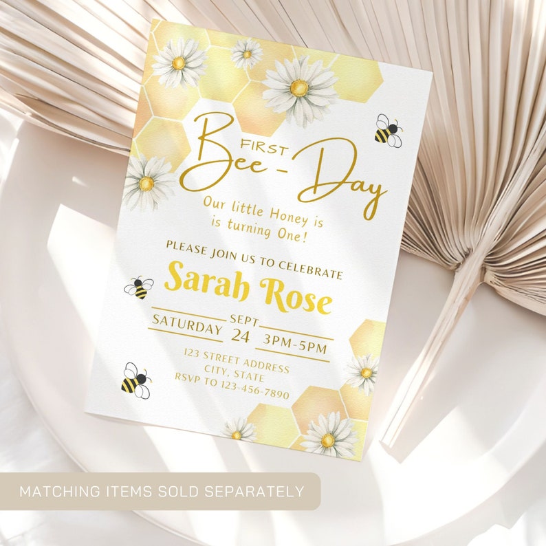 Editable Bee Day Birthday Banner, Happy Birthday Party Decor Template ...