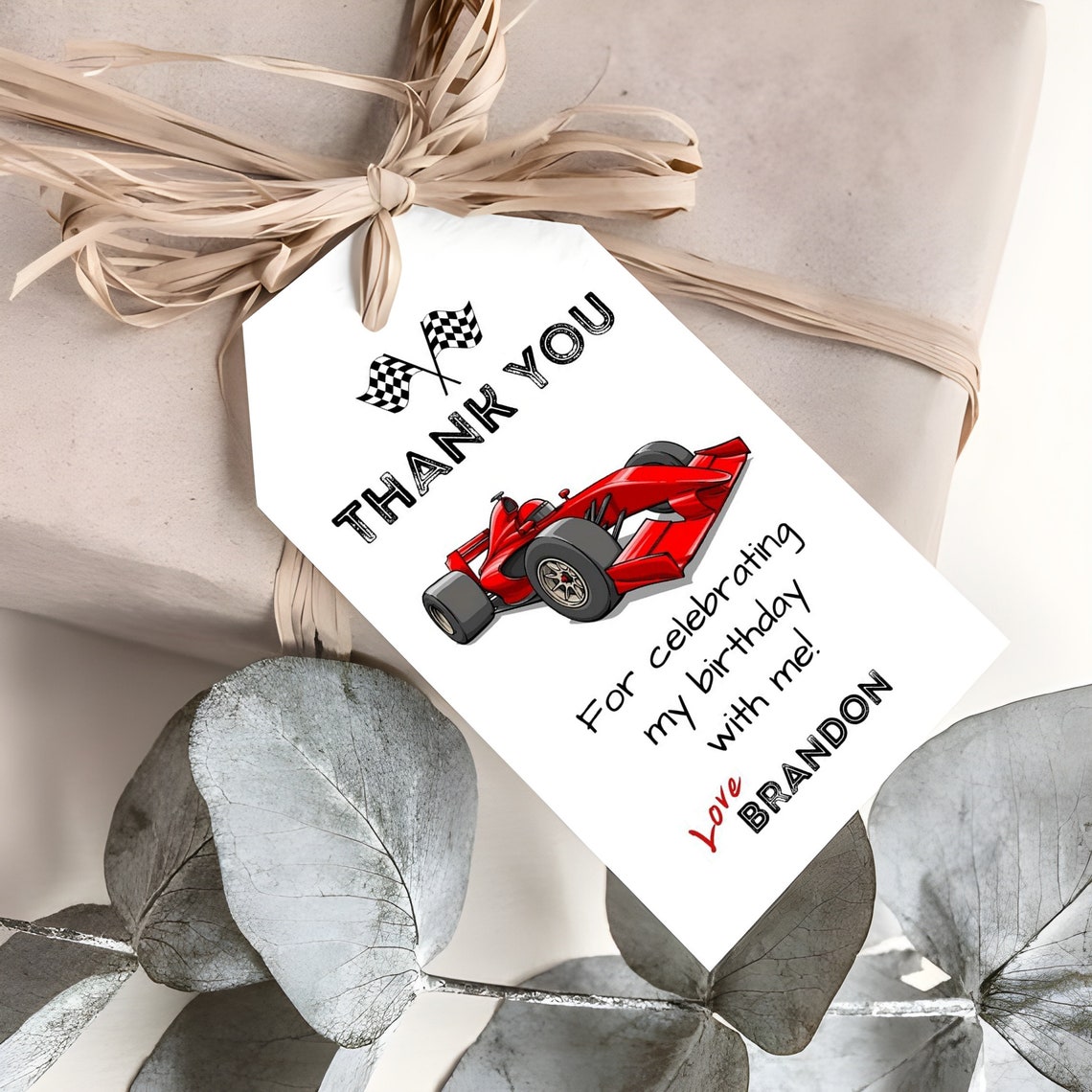 Editable Racing Car Thank You Tag, Formula Birthday Party Favor Tags ...