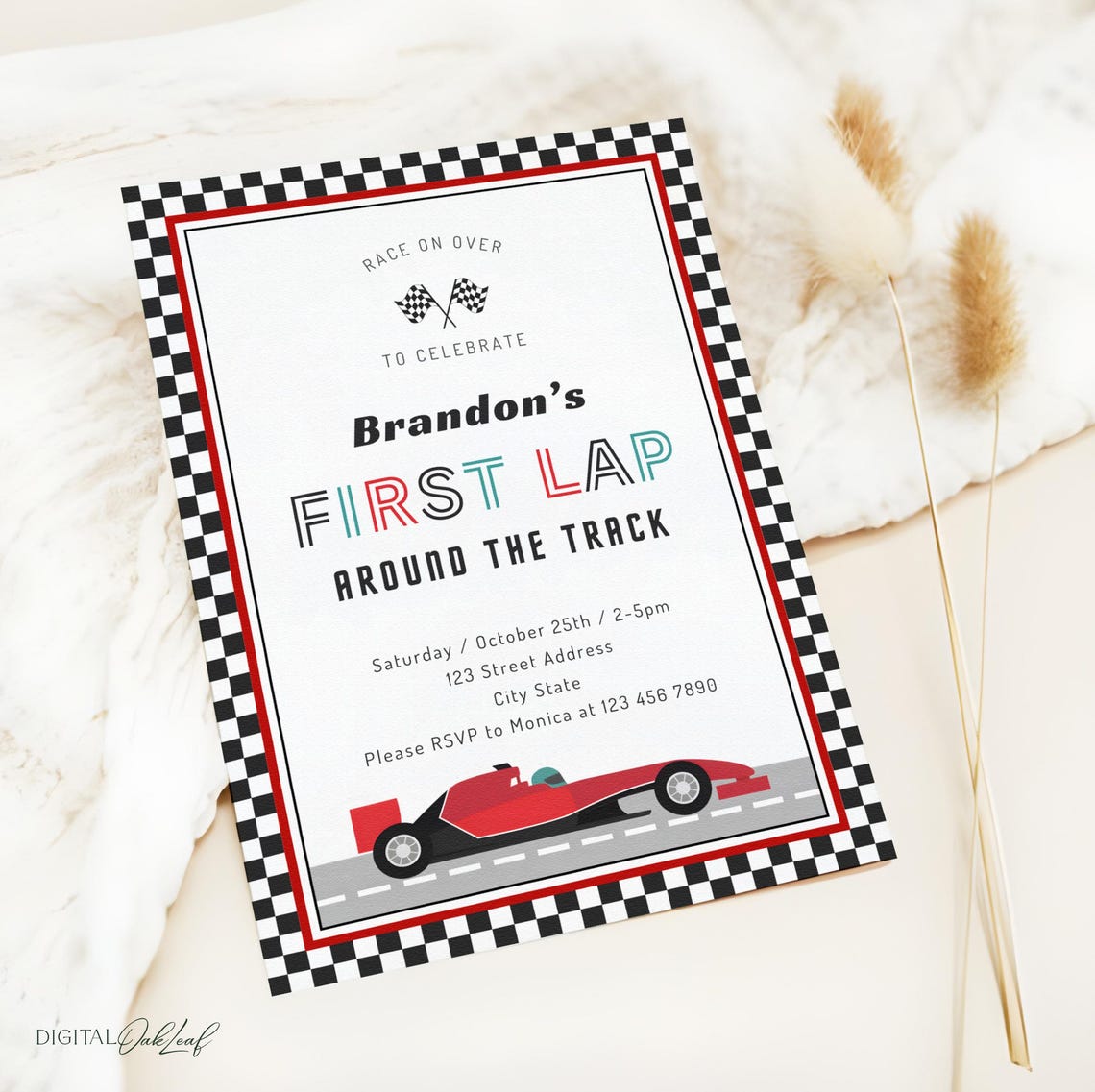 Racing Car Invitation, Editable Sport Car Party Invite, Boys Race Car ...