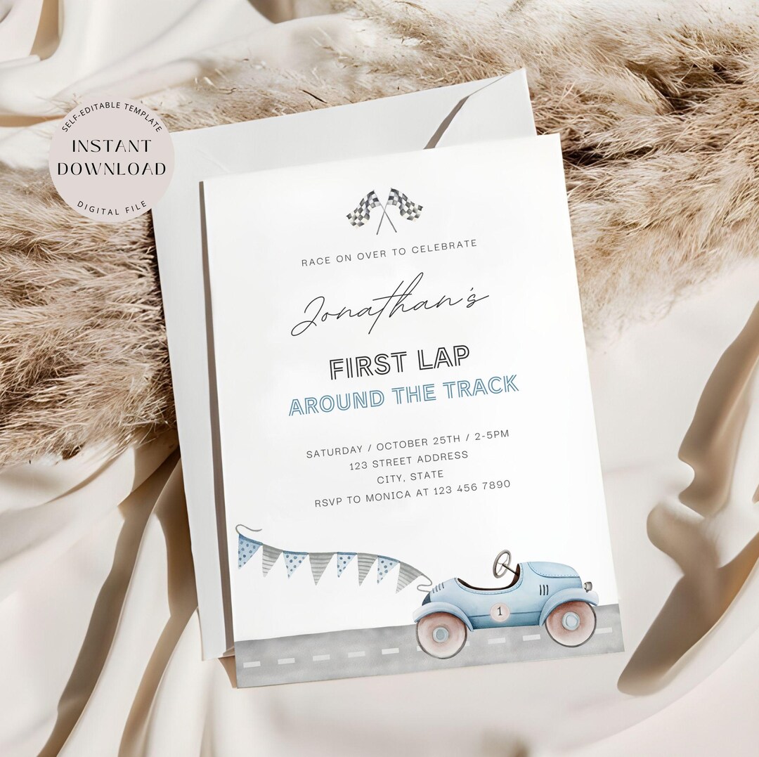 Racing Car Birthday Invitation, Editable Sports Car Party Invitation ...
