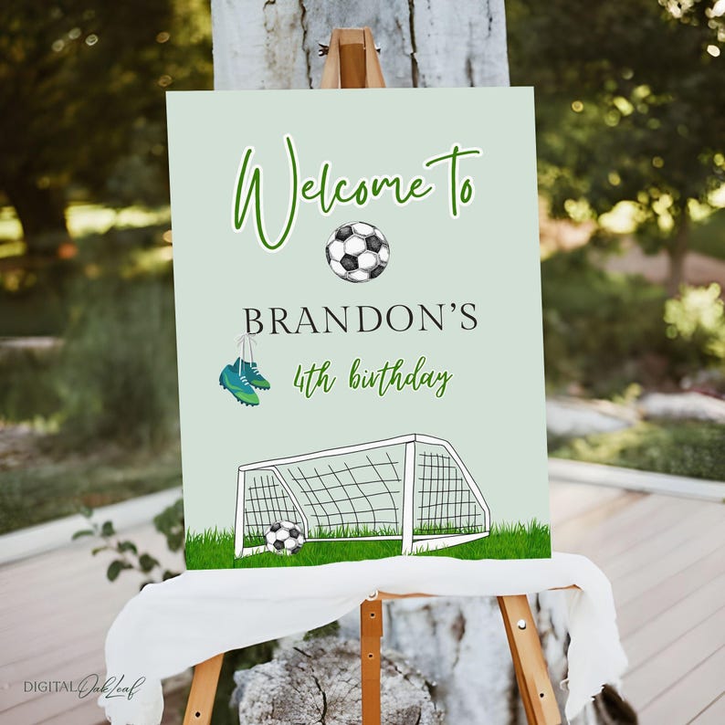 Editable Soccer Welcome Sign Template, Kids Football Birthday Party ...