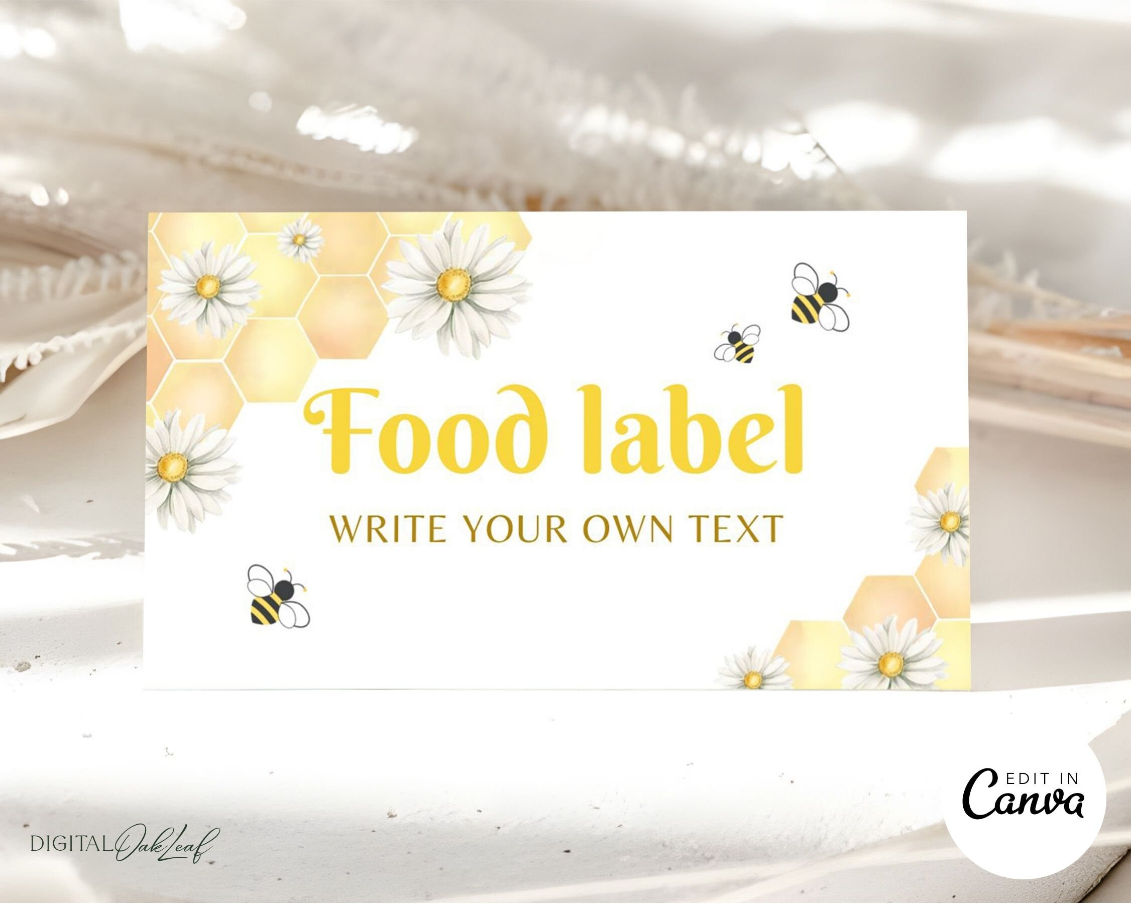 Editable 1st Bee-day Food Label, Bees Birthday Food Tent Cards, Buffet ...