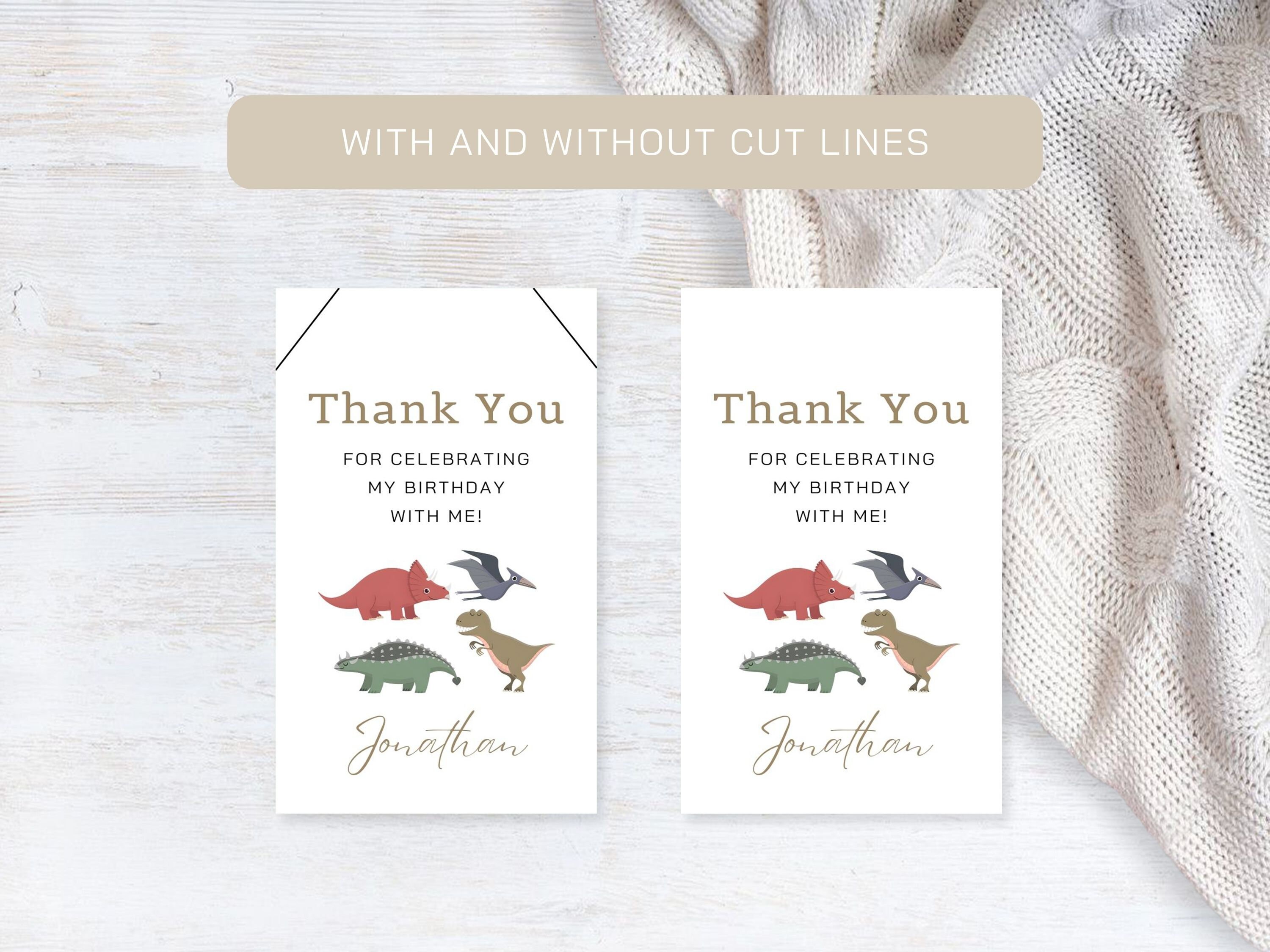 Editable Dinosaur Favor Tags, Dinosaurs Thank You Tags, Kids Dino ...