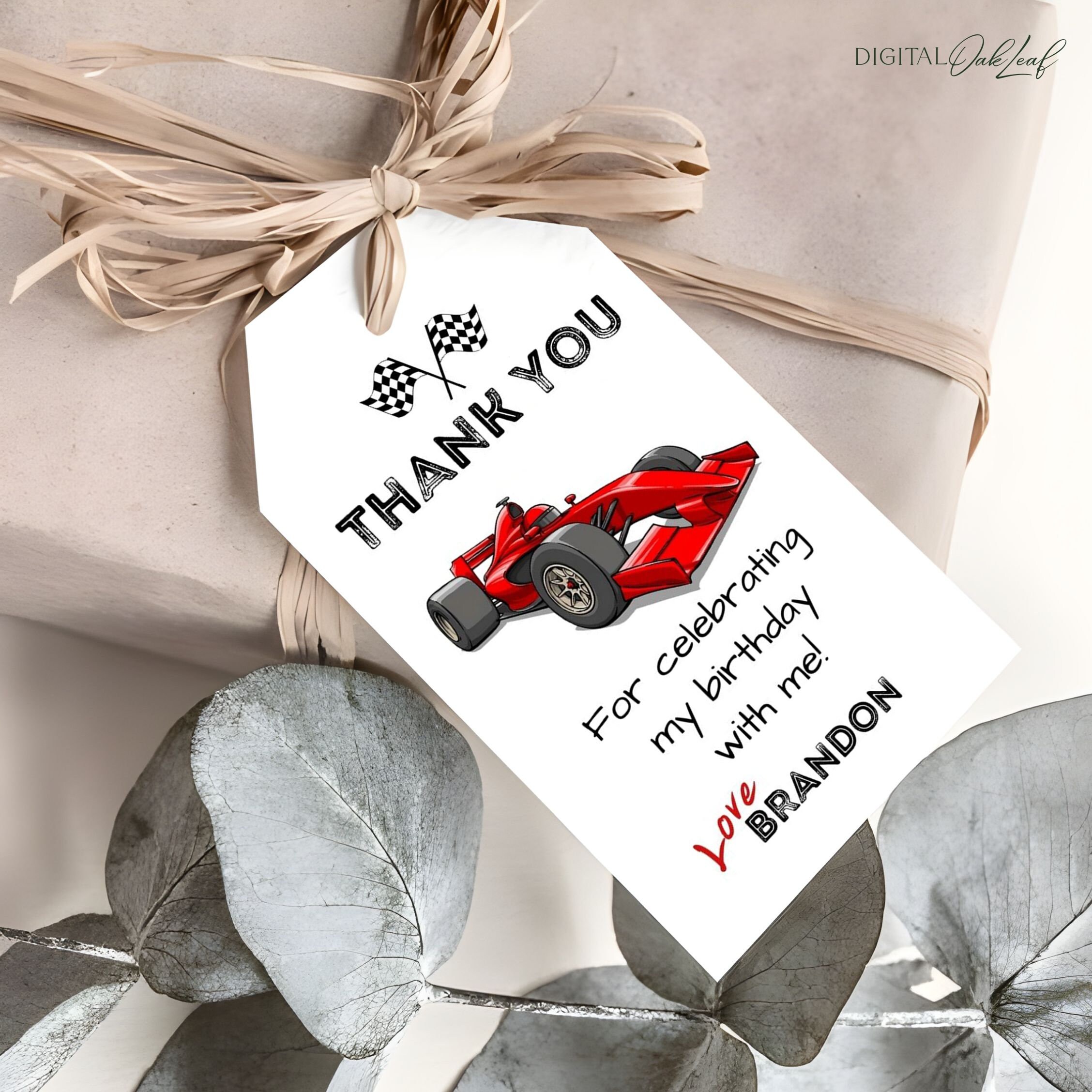 Editable Racing Car Thank You Tag, Formula Birthday Party Favor Tags ...