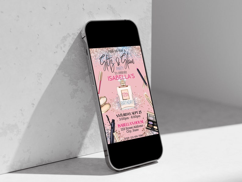 Makeup Birthday Party Invitation, Editable Glamorous Spa Invite, Girls ...