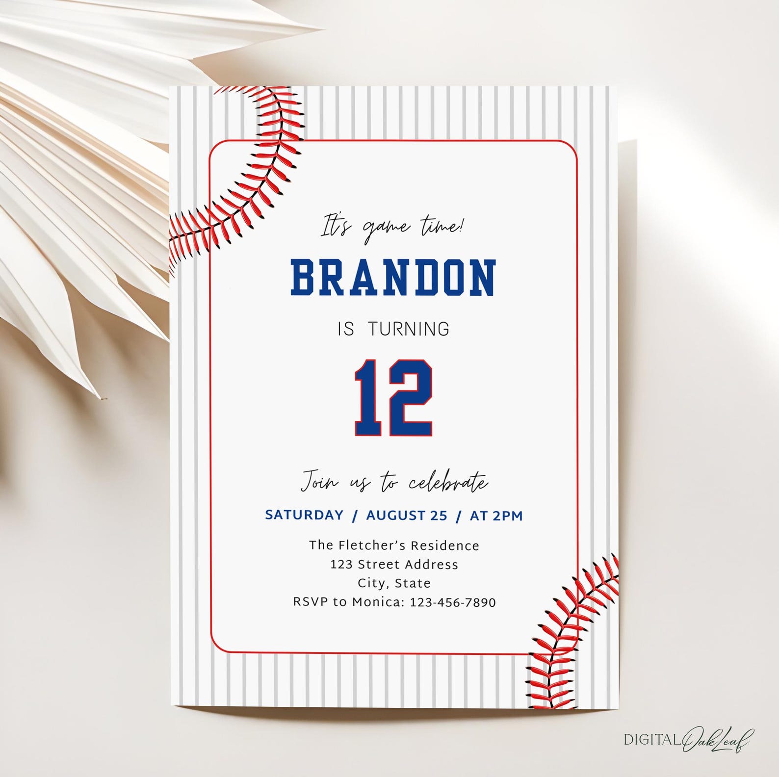 Baseball Birthday Invite, Baseball Party Invitation, Editable Boys ...