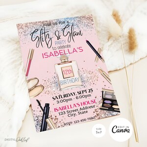 Makeup Birthday Party Invitation, Editable Glamorous Spa Invite ...