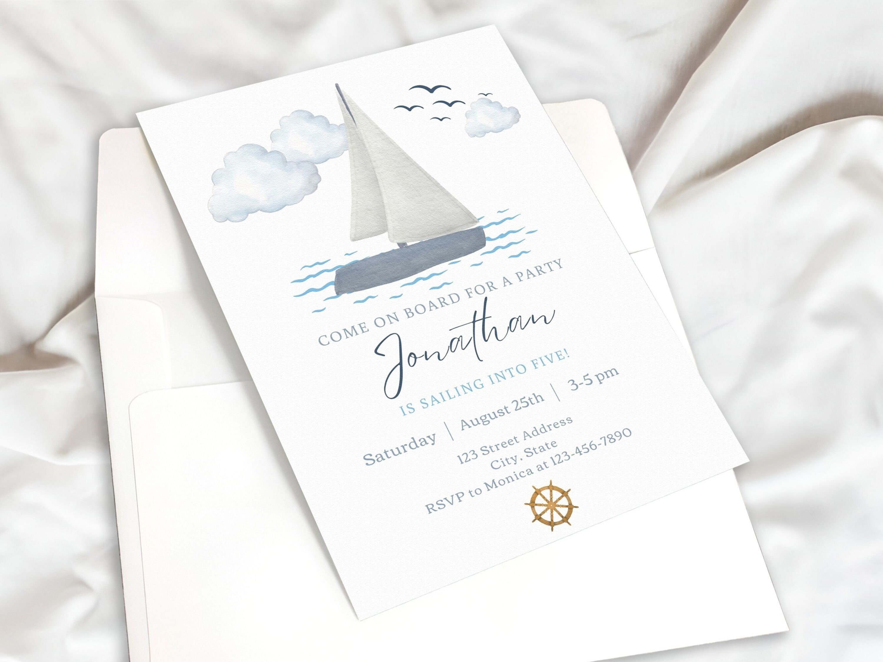 Editable Sailing Birthday Invitation Template, Any Age Nautical Invite ...