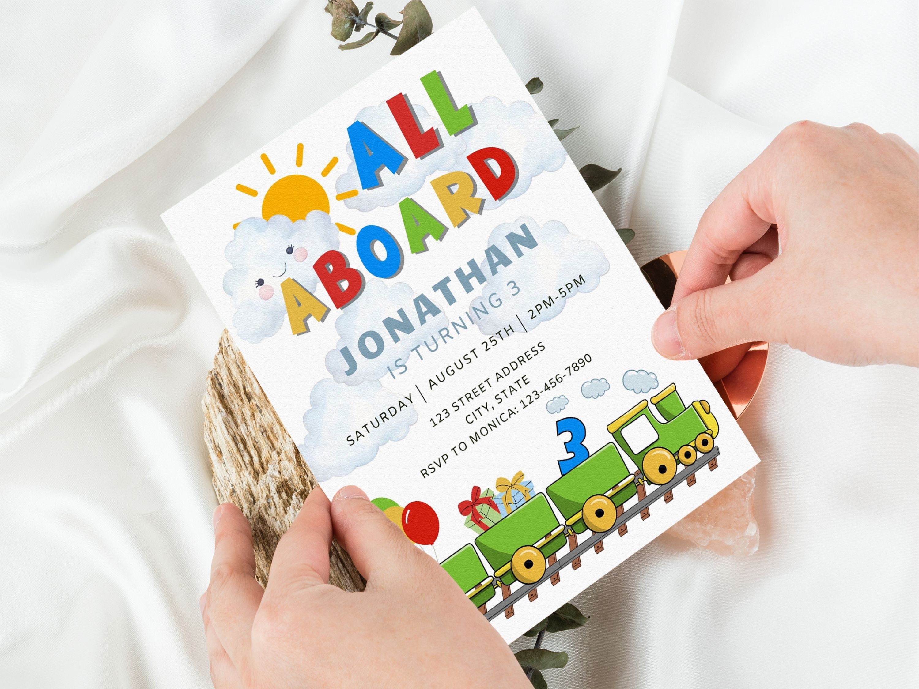 Editable Train Birthday Invitation, Any Age Birthday Invitation Template , Printable All Aboard ...