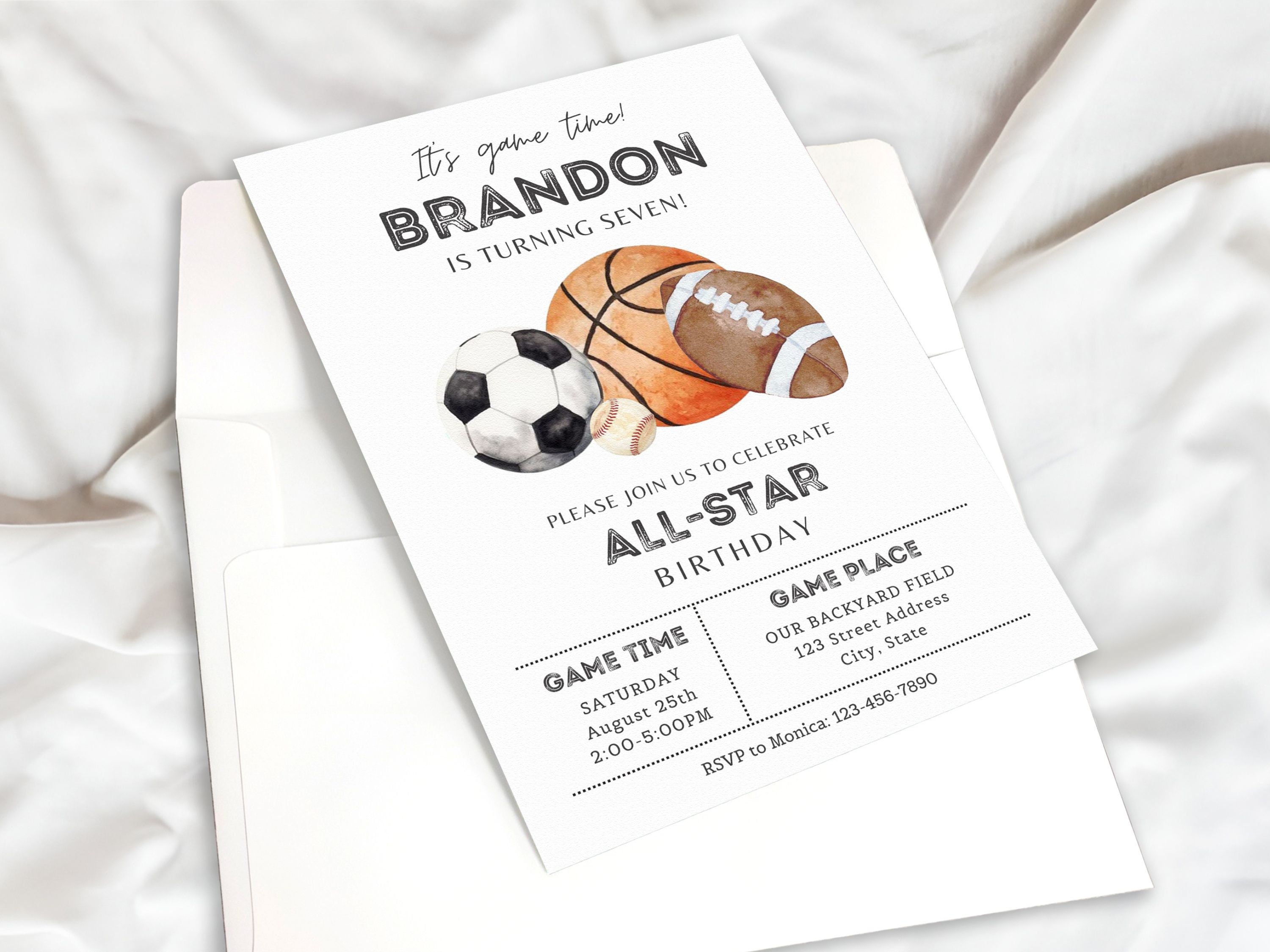 Editable Sports Birthday Invitation, All Star Sports Invite Template ...