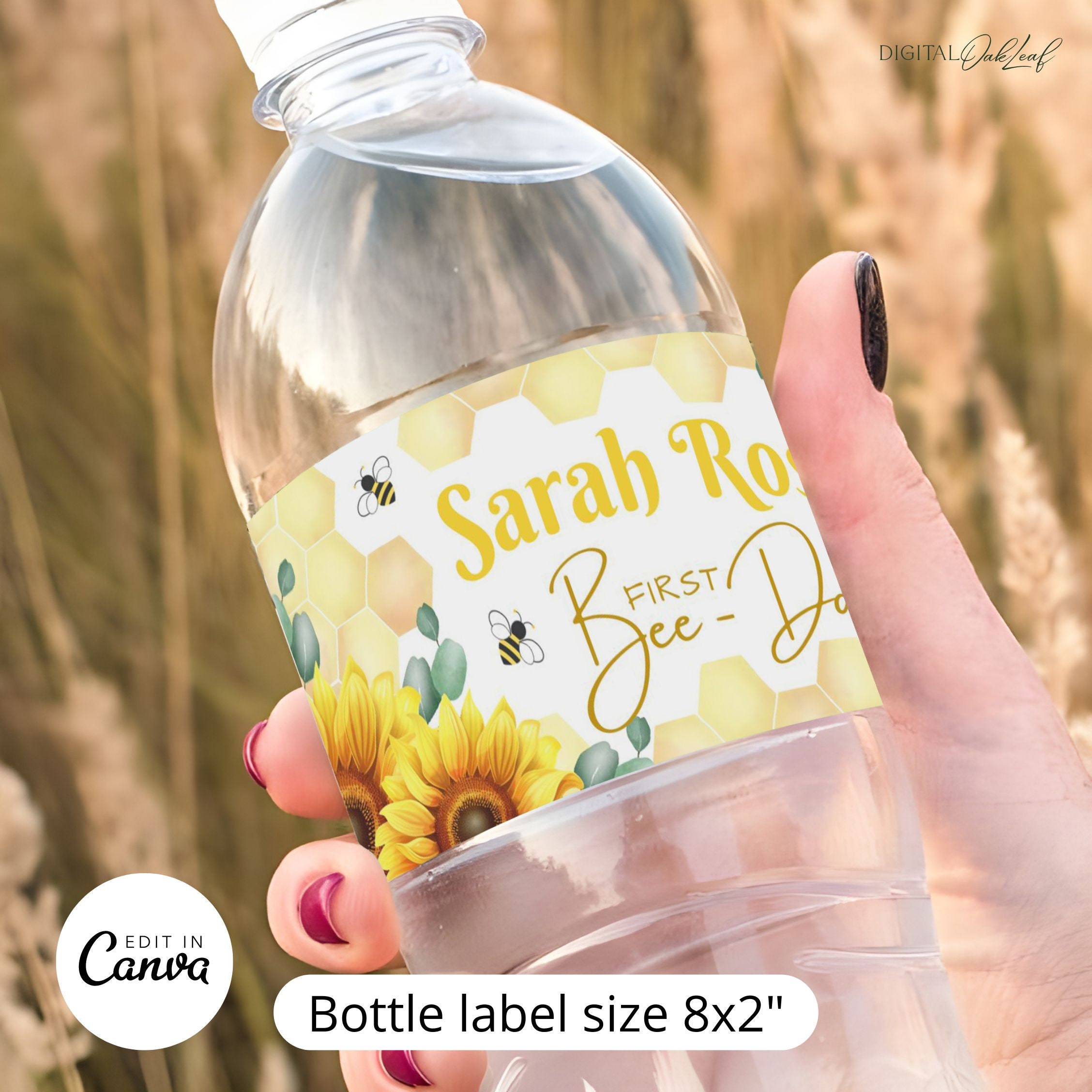 EDITABLE Bee-day Water Bottle Label Template, Printable Kids 1st ...