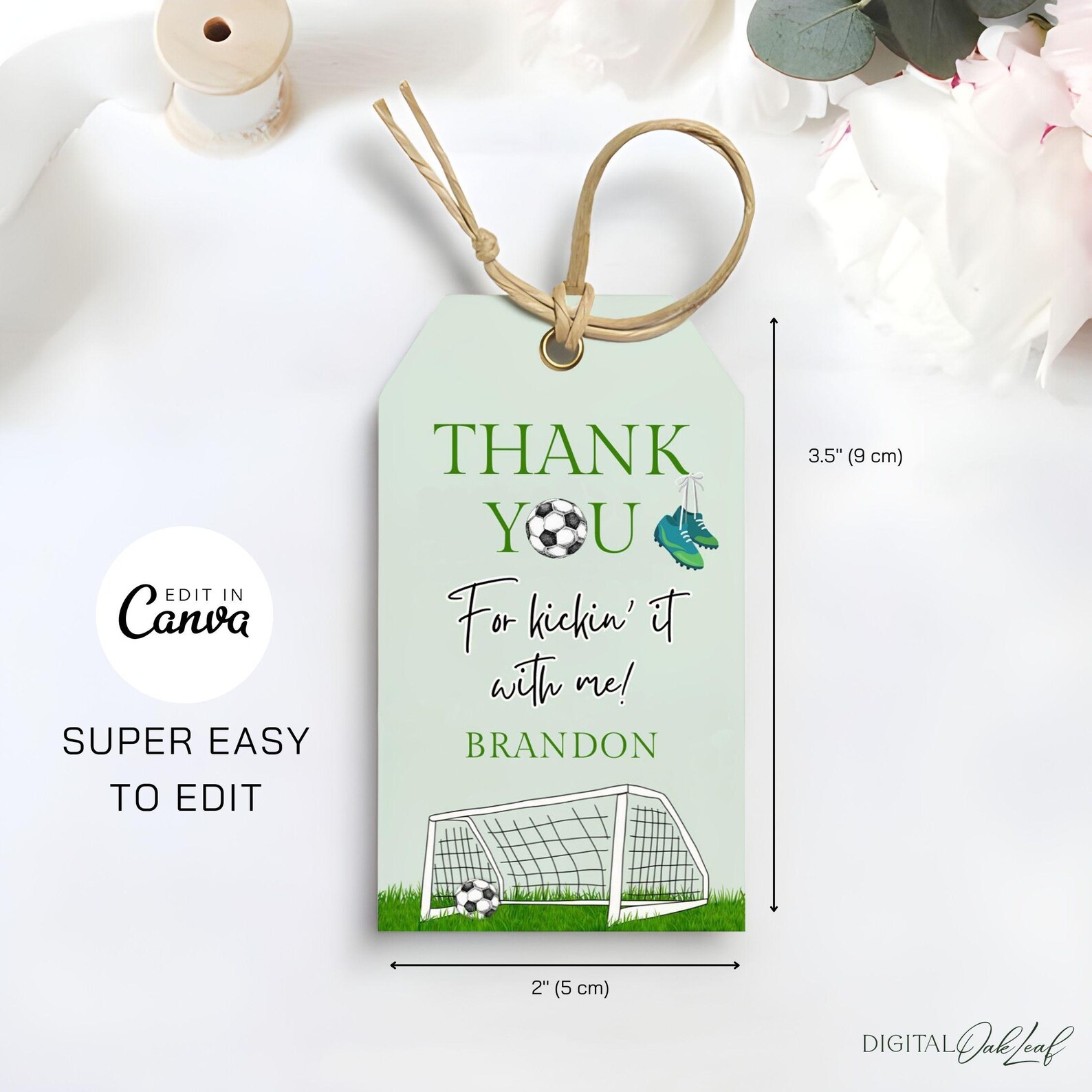 Soccer Thank You Tag, Football Birthday Favor Tags, Editable Boys ...