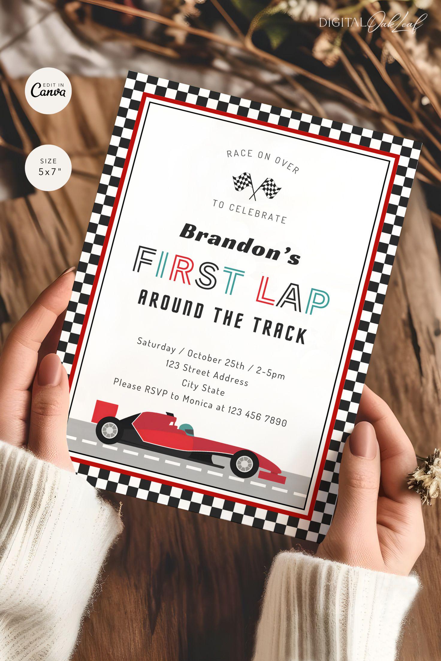 Racing Car Invitation, Editable Sport Car Party Invite, Boys Race Car ...