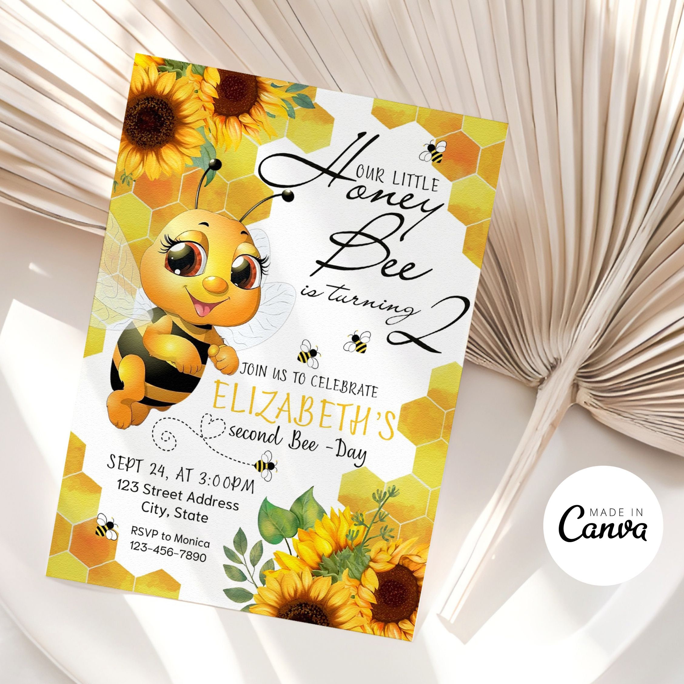 Honey Bee Birthday Invitation Template, Bee-day Birthday Invite ...