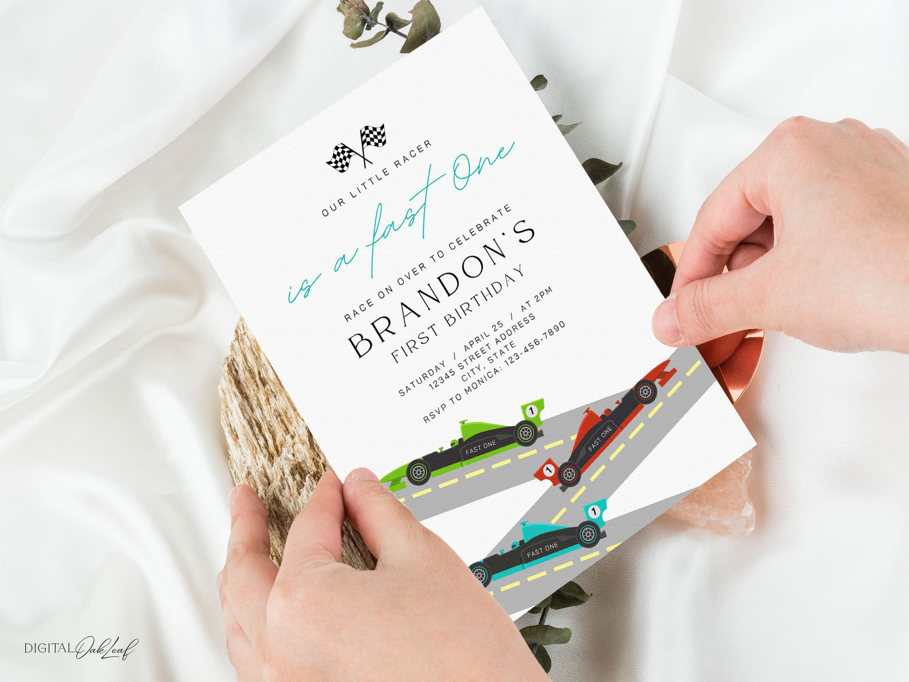 Editable Fast One Birthday Invitation, Race Car 1st Birthday Invite ...