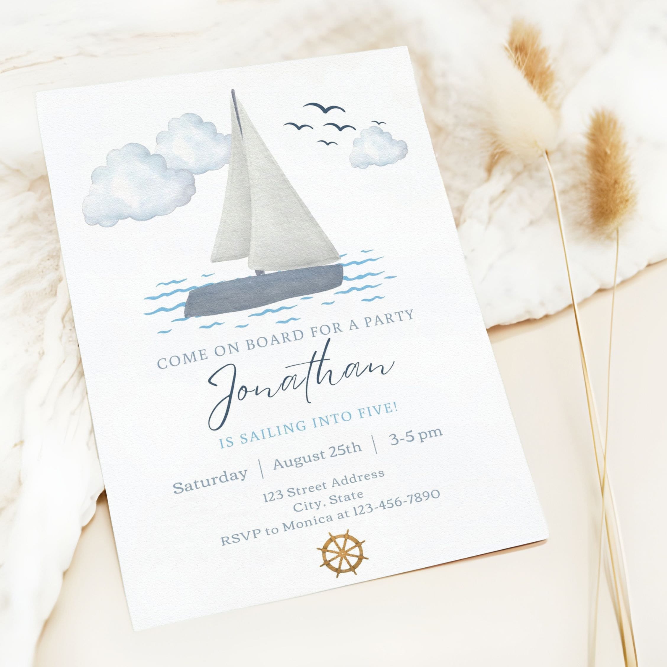 Editable Sailing Birthday Invitation Template, Any Age Nautical Invite ...