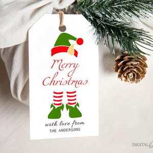 Christmas Gift Tag, Editable Elf Gift Tags, Holiday Gift Tag Template ...