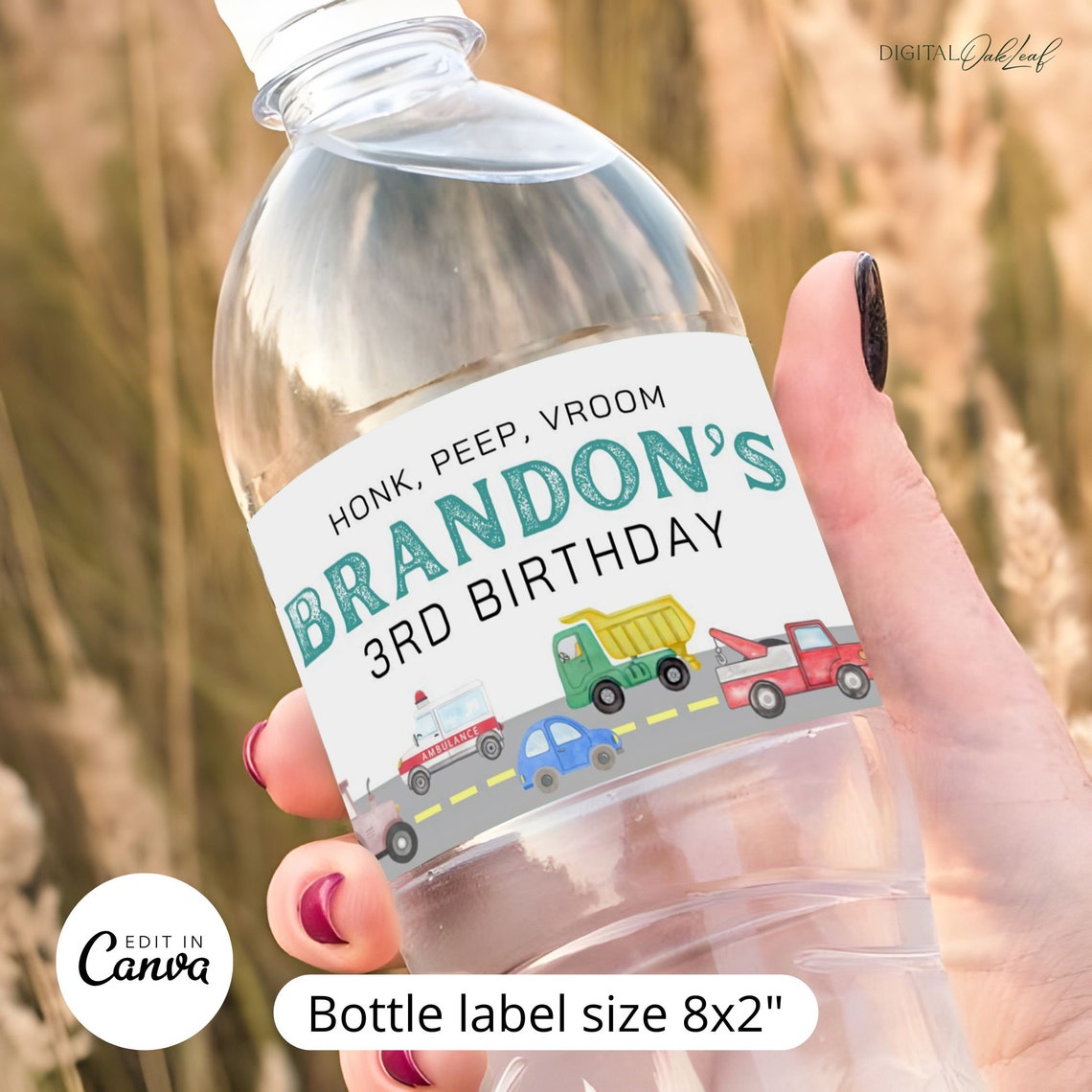 EDITABLE Transportation Water Bottle Label Template, Printable Car ...