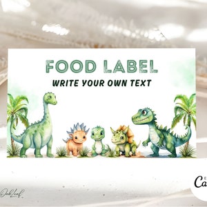 Editable Dinosaur Food Label, Birthday Party Food Tent Cards, Buffet ...