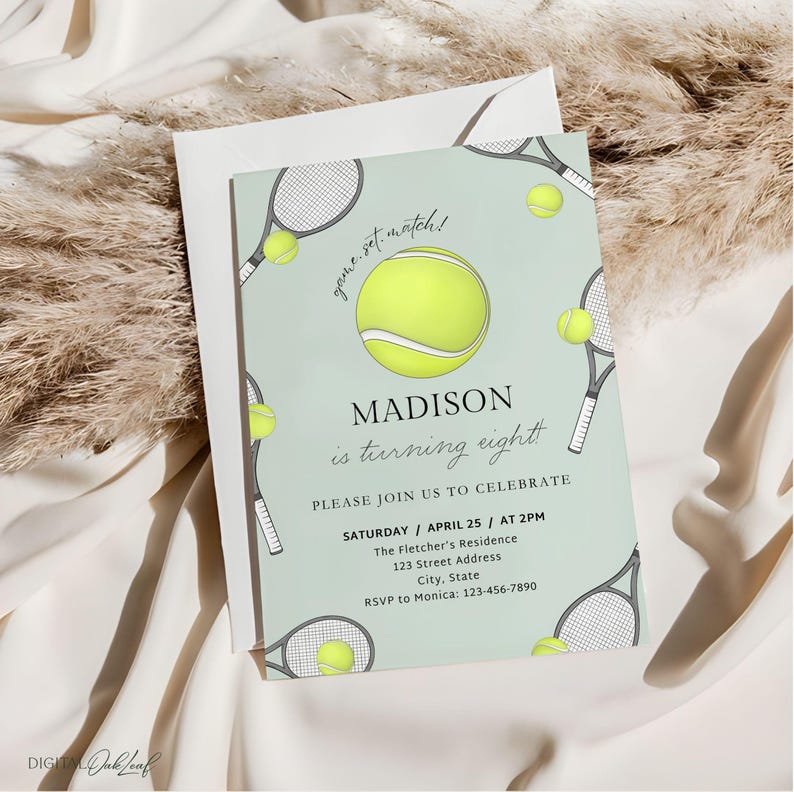 Tennis Birthday Invitation Template, Editable Sports Party Invite, Game ...