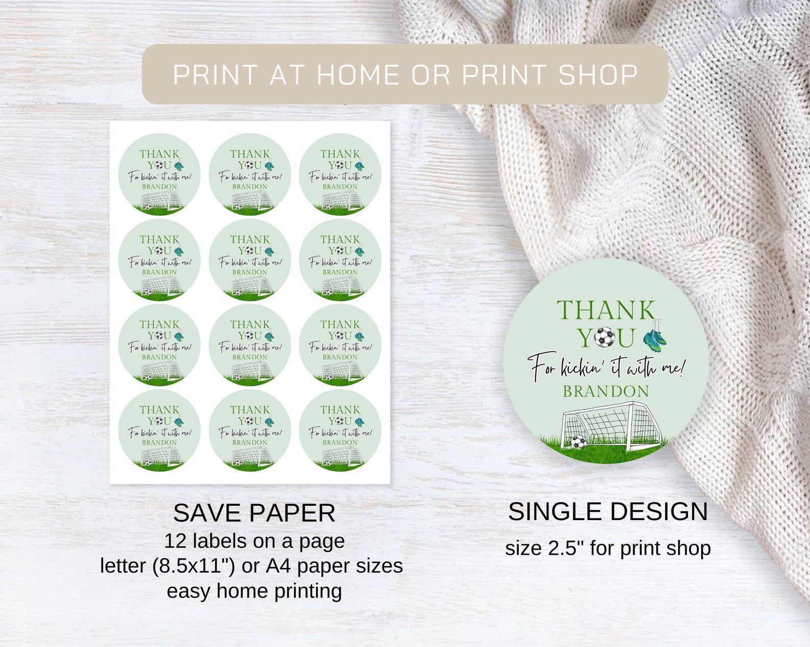 Soccer Round Favor Tag, Circle Birthday Thank You Tag Template ...