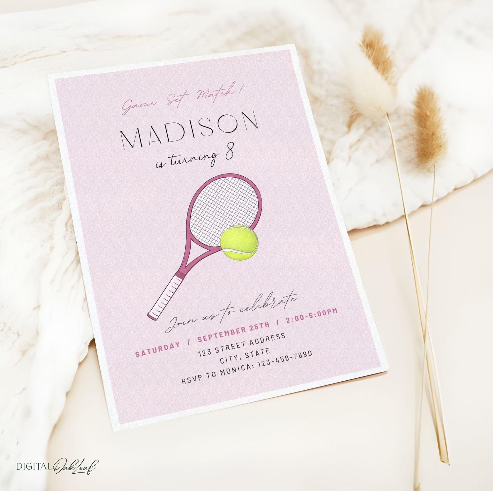 Tennis Birthday Invitation, Editable Sports Party Invite Template, Game ...
