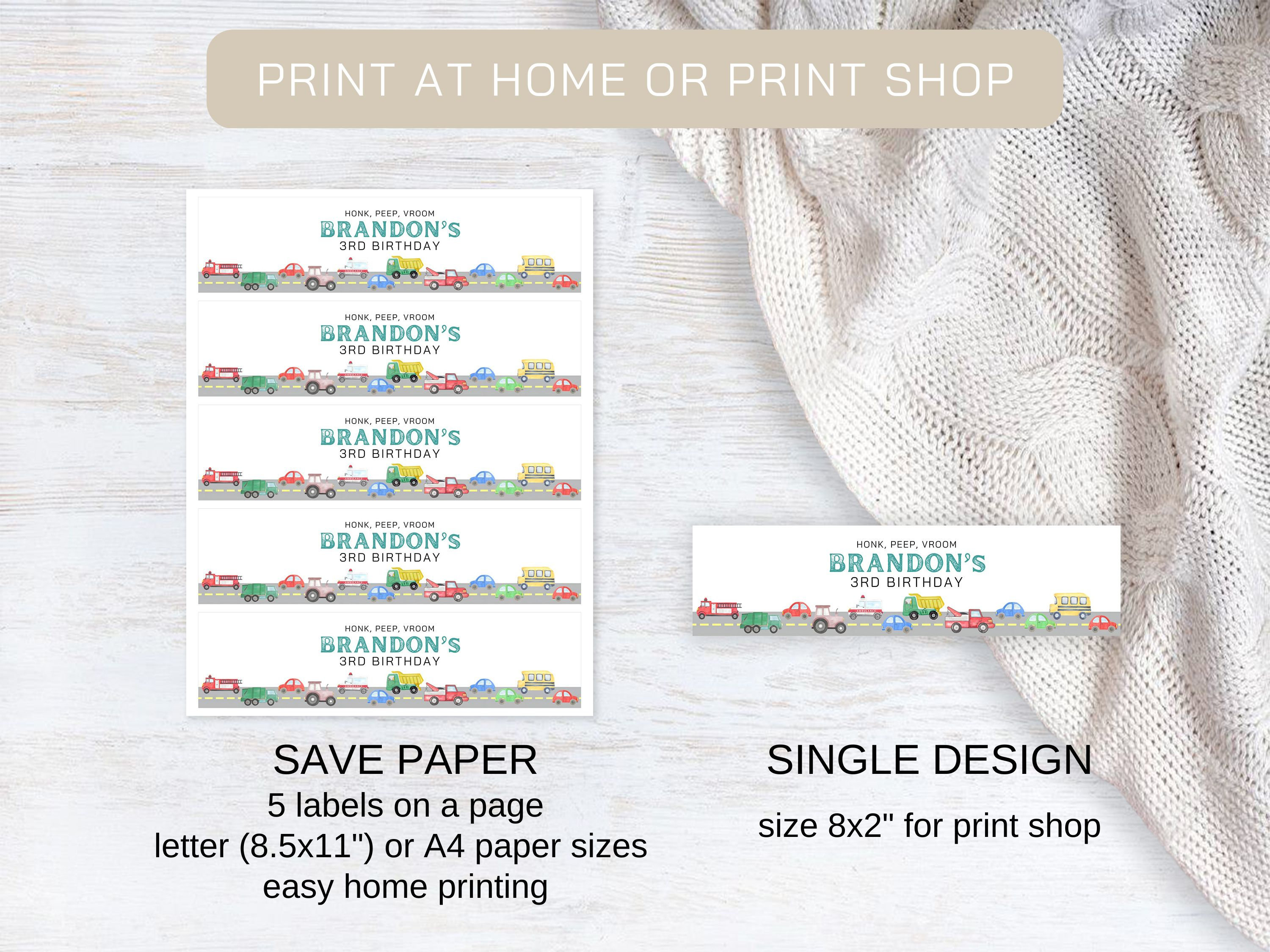 EDITABLE Transportation Water Bottle Label Template, Printable Car ...