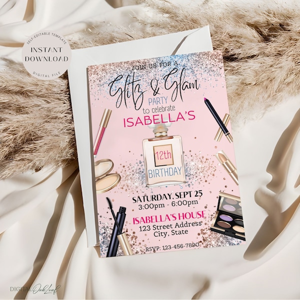 Girls Glitz Glam Birthday Invitation - Etsy